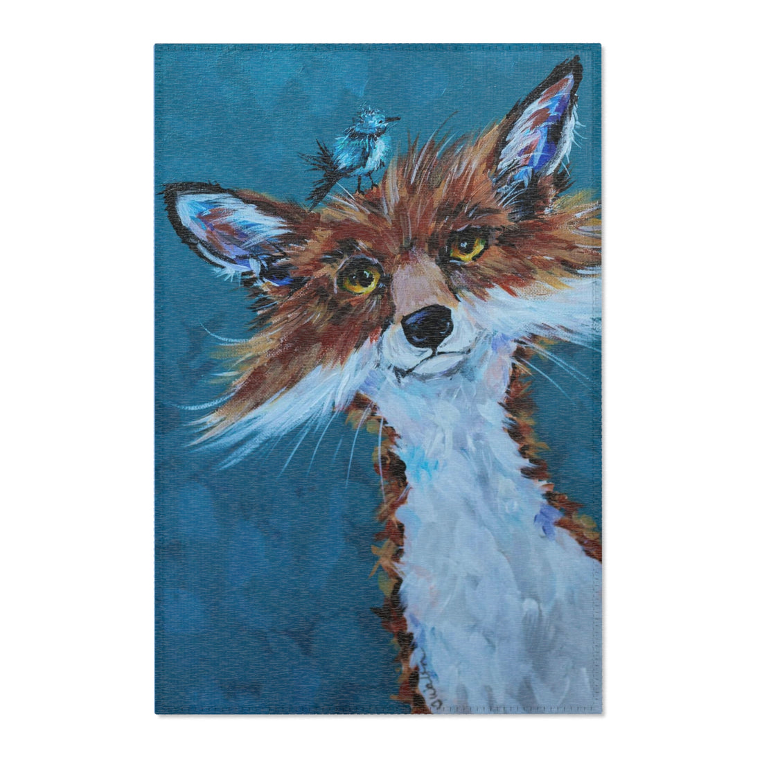 Original Art Whimsical Fox & Bird Rug – Red Shed Redos Artistry
